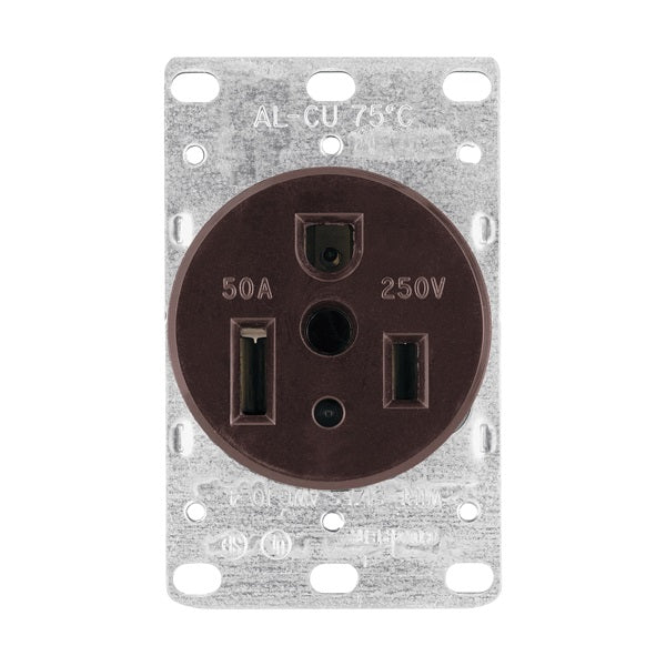 Eaton Cooper Wiring Power Receptacle 2-Pole 250 V 50 A NEMA 6-50R Brow