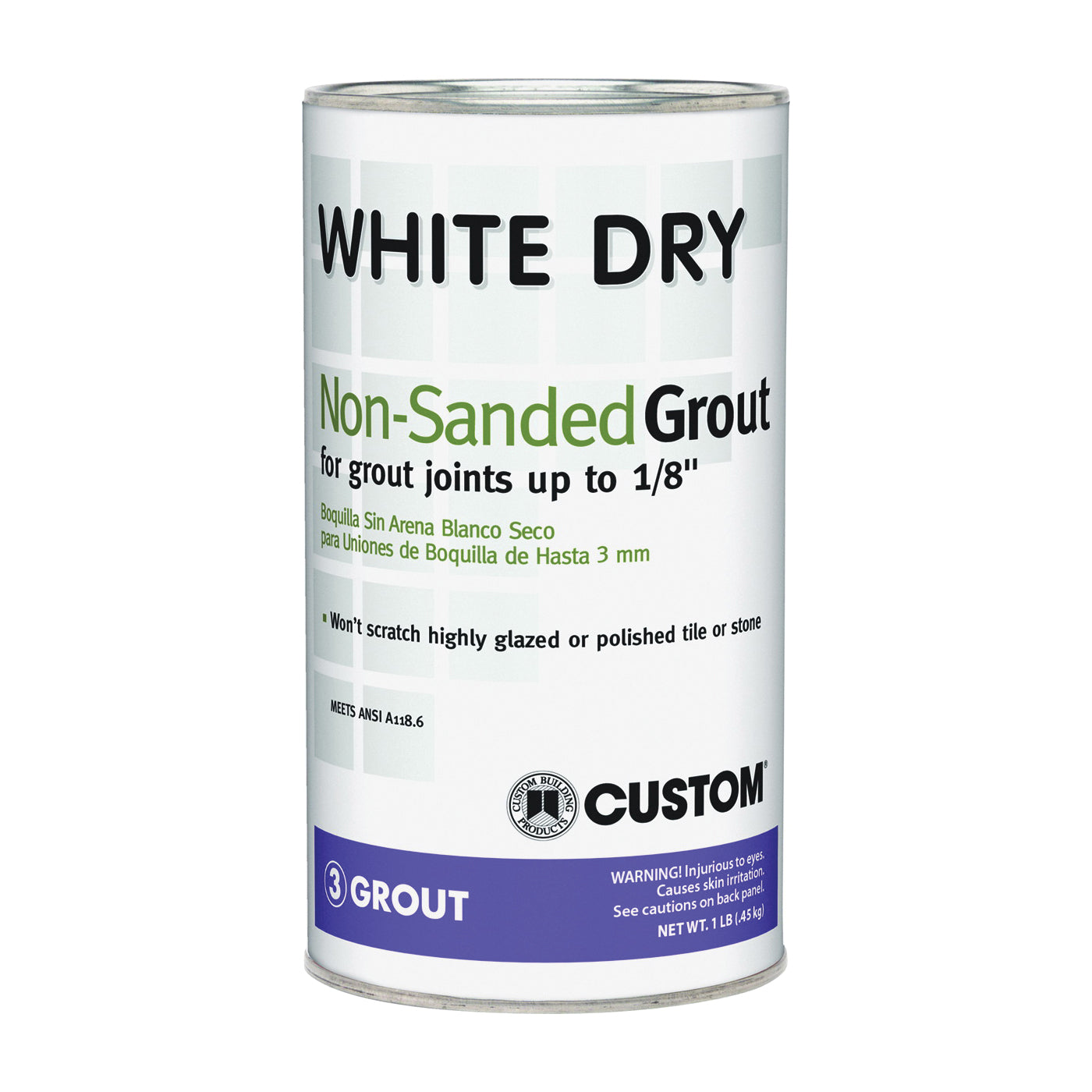 CUSTOM Polymer-Modified Grout Powder Characteristic White 1 lb Can