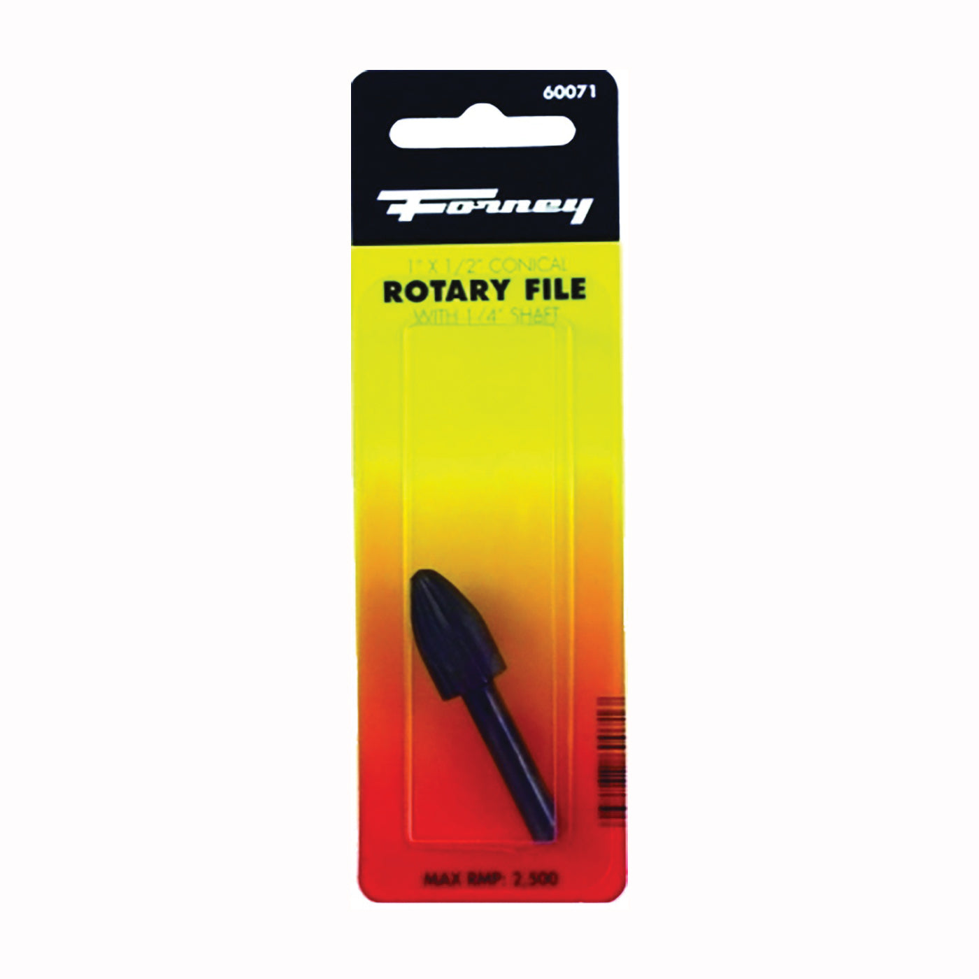 Forney Conical Shaped Rotary File with Rounded End 1/2 in Dia Cutting